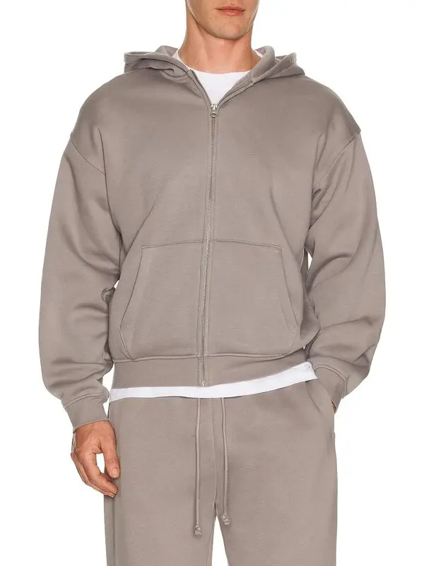 SKIMS Fleece Zip Up Hoodie - Shadow