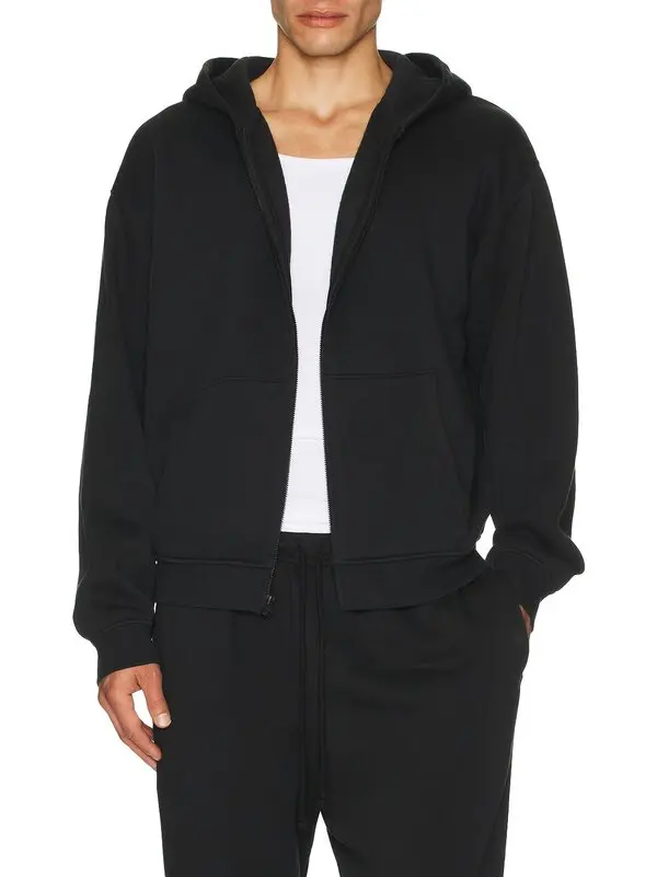 SKIMS Fleece Zip Up Hoodie - Washed Onyx
