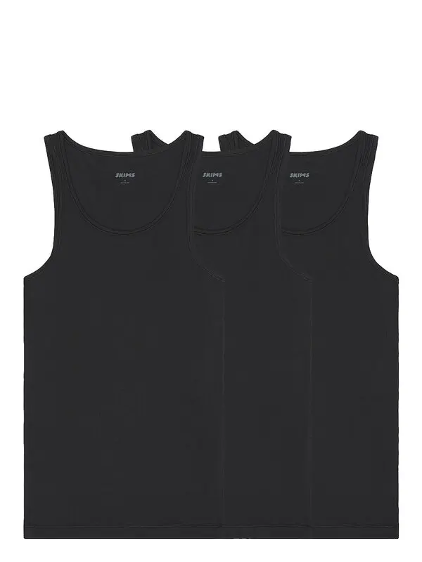 SKIMS Cotton Rib Tank 3-pack - Onyx