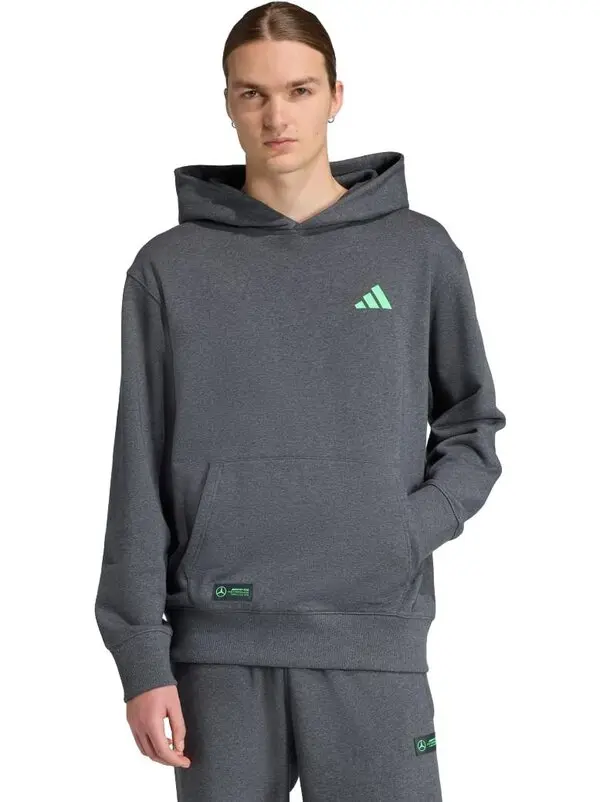 Adidas Mercedes Amg Petronas Formula One Team Premium Sweat Hood - Dark Grey Heather