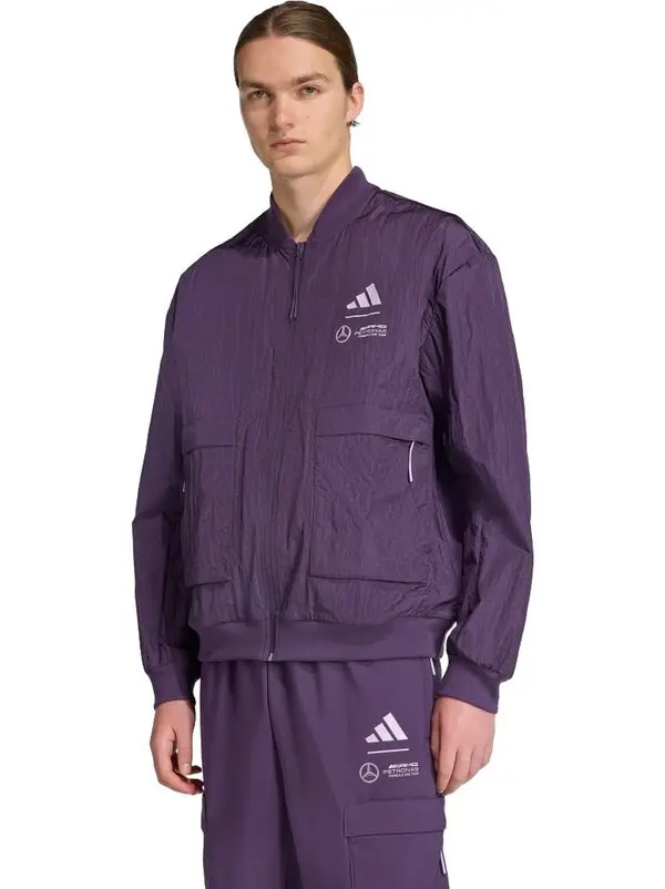 Adidas Mercedes Amg Petronas Formula One Team Premium Woven Bomber Jacket - Aurora Plum