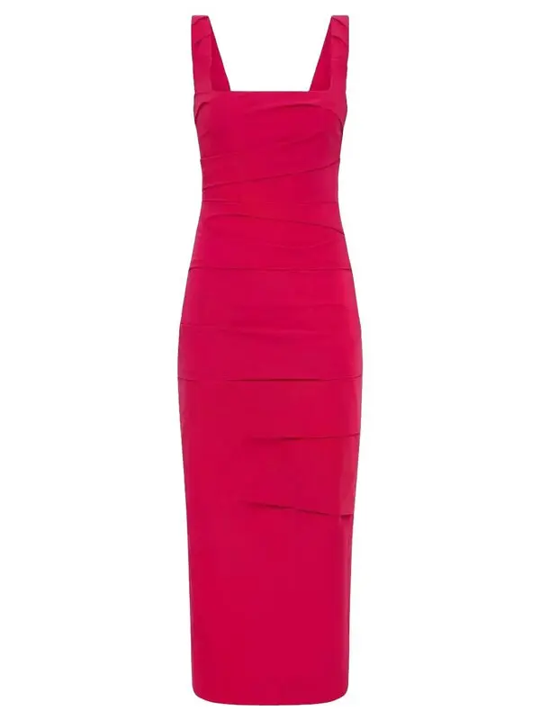 Rachel Gilbert Anna Square-neck Draped Midi Dress - Pink
