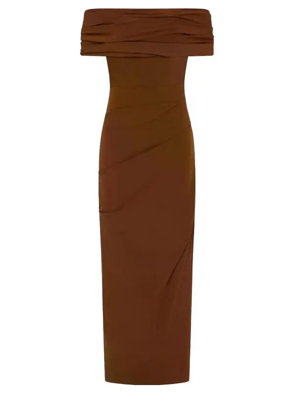 Rachel Gilbert Camille Draped Off-shoulder Maxi Dress - Brown