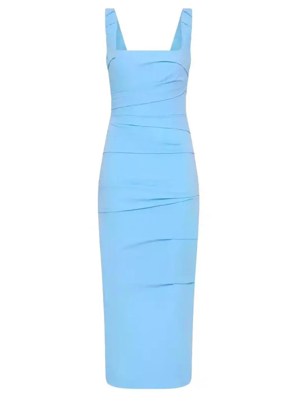 Rachel Gilbert Square-neck Draped Midi Dress - Blue