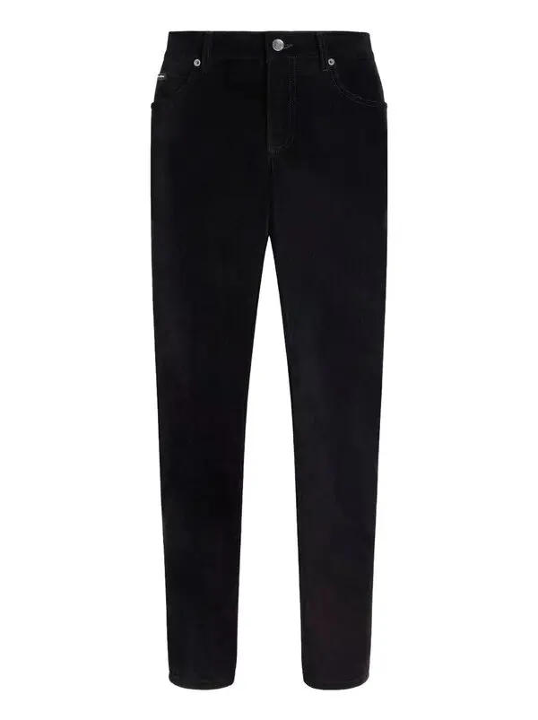 Dolce & Gabbana Logo-plaque Corduroy Trousers - Black