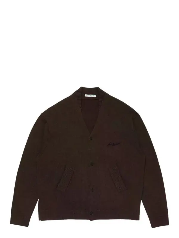 Acne Studios Embroidered-logo Buttoned Cardigan - Brown
