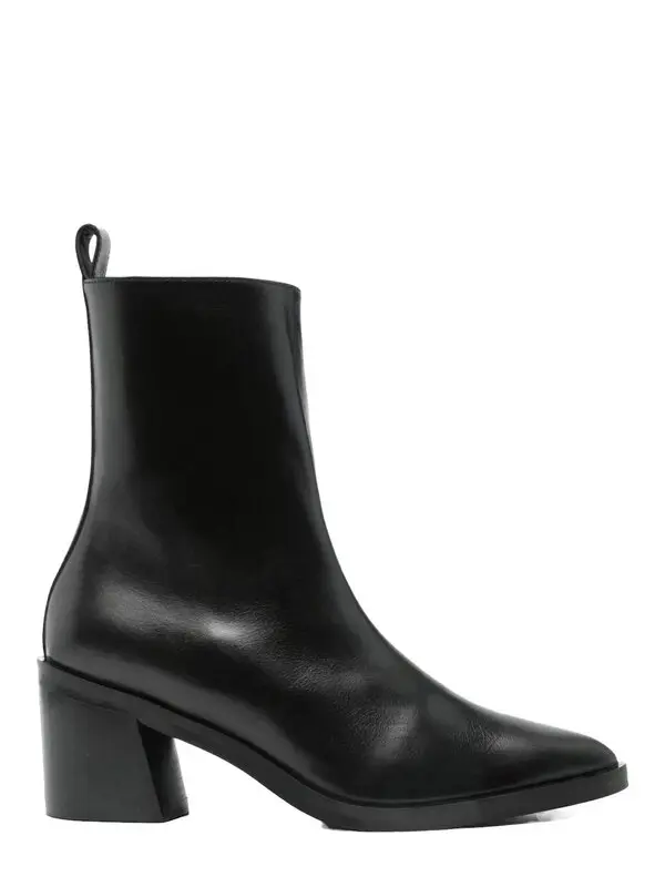 POEVE 70mm Leather Pointed-toe Boots - Black