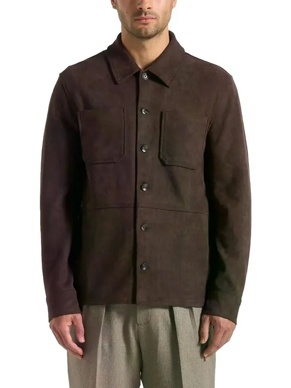 Manière De Voir Thomas Suede Long Sleeve Shirt - Brown