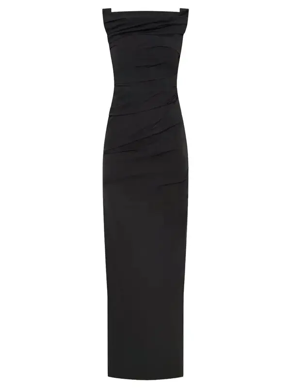 Rachel Gilbert Camille Draped Cut-out Gown - Black