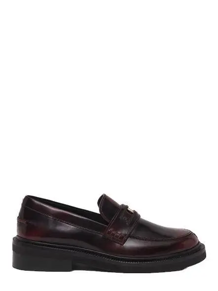 Maje Leather Loafers - Burgundy