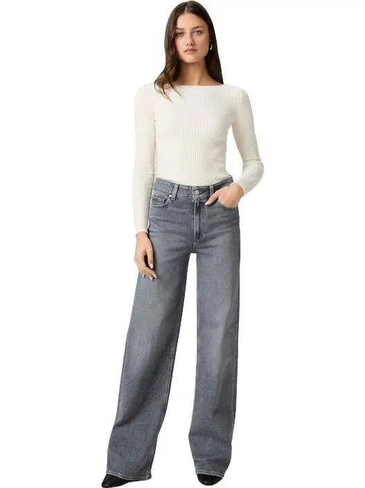 Paige Sasha Wide Leg Jean - Gray
