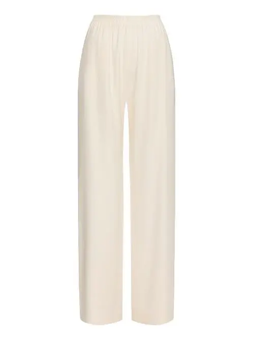 Oscar De La Renta Silk Georgette Wide Leg Pant - Natural