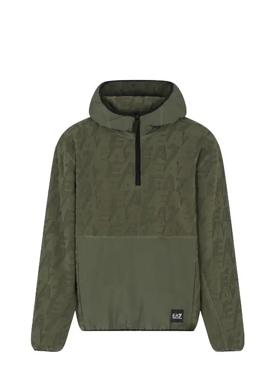 Emporio Armani Ea7 Logo Series Hooded Polar Fleece Sweatshirt - Green