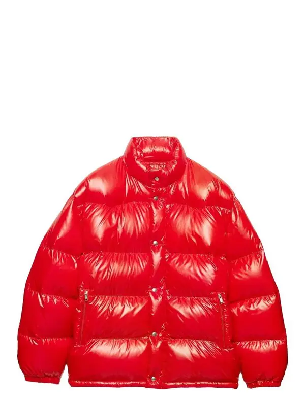 Prada Stand-up Collar Puffer Jacket - Red