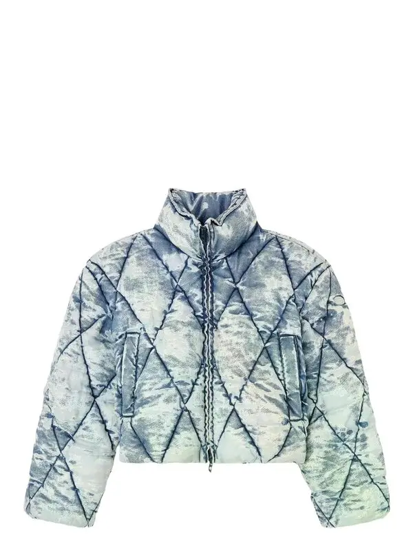 DIESEL® Quilted Acid-wash Puffer Jacket - Blue