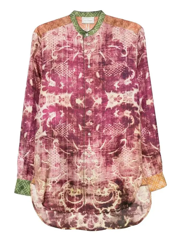 PIERRE-LOUIS MASCIA Damask-print Silk Shirt - Purple