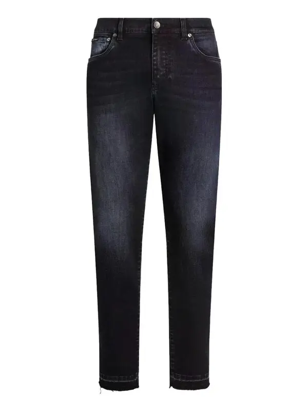 Dolce & Gabbana Frayed-hem Jeans - Black