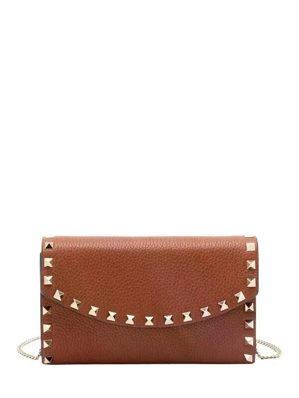 Valentino Garavani Rockstud Leather Chain Shoulder Bag - Brown