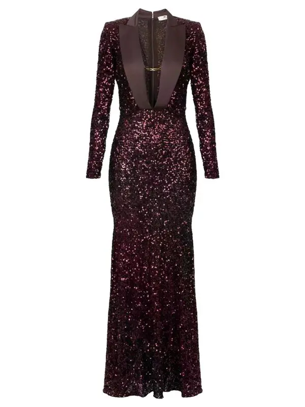 Elisabetta Franchi Sequin-embellished Jeweled Maxi Dress - Red