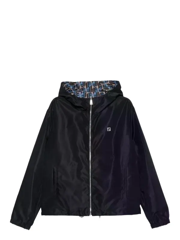 Fendi Logo-plaque Hooded Jacket - Blue