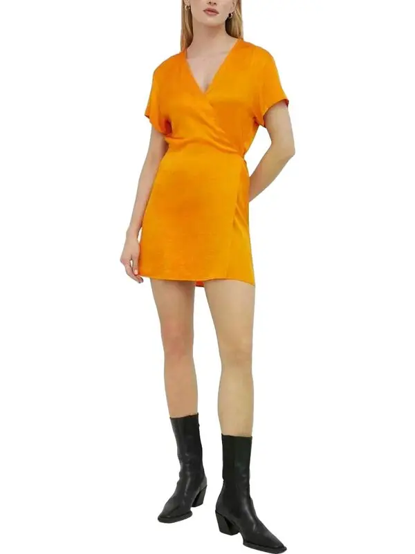 American Vintage Widland Wrap-front Mini Dress - Orange
