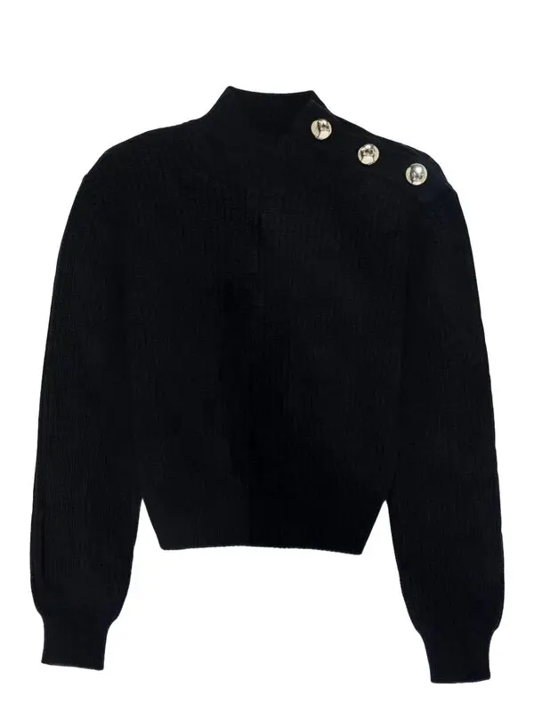 Maje High-neck Sweater With Button Detail - Blue