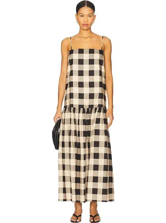 SEROYA Aydan Linen Maxi Dress - Gingham Large