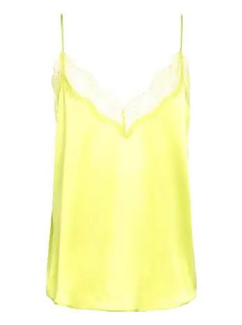 Pinko Satin Camisole With Lace Trims - Green