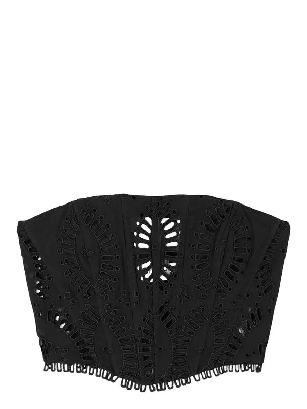 Charo Ruiz Ibiza Strapless Broderie Anglaise Bustier Top - Black