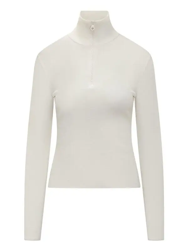 COURREGES Long-sleeved Turtleneck With Zipper - White