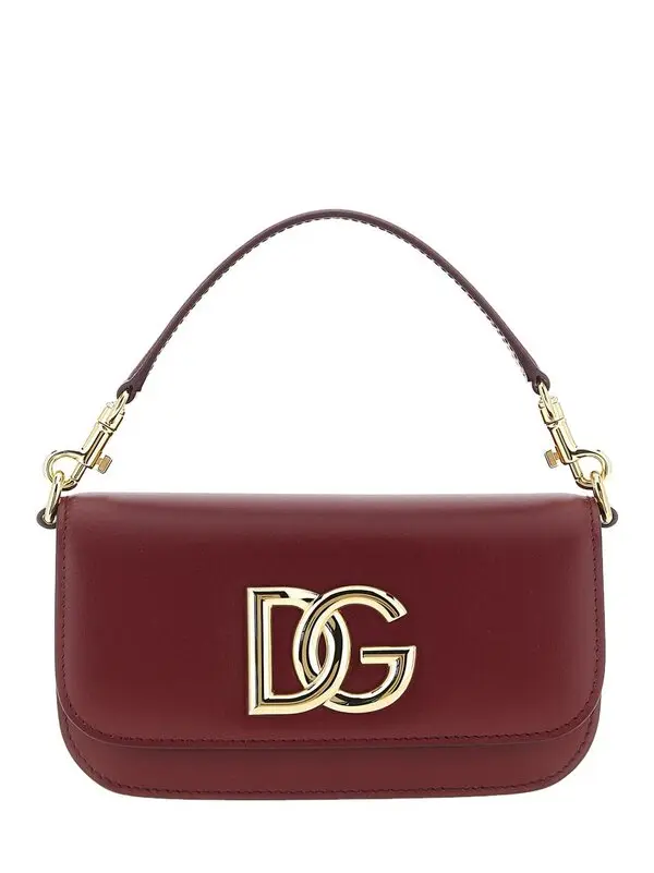 バッグ D&G Chain Logo Shoulder Bag Red Beige Dolce & Gabbana D&G Devotion DG Heart Logo Leather Chain