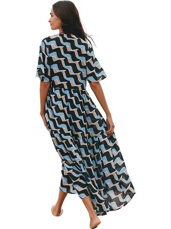 CELANDINE Kallie Flowy Maxi Dress - Blue Pattern