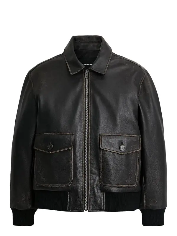 Coach Loved Leather Bomber Jacket - Black