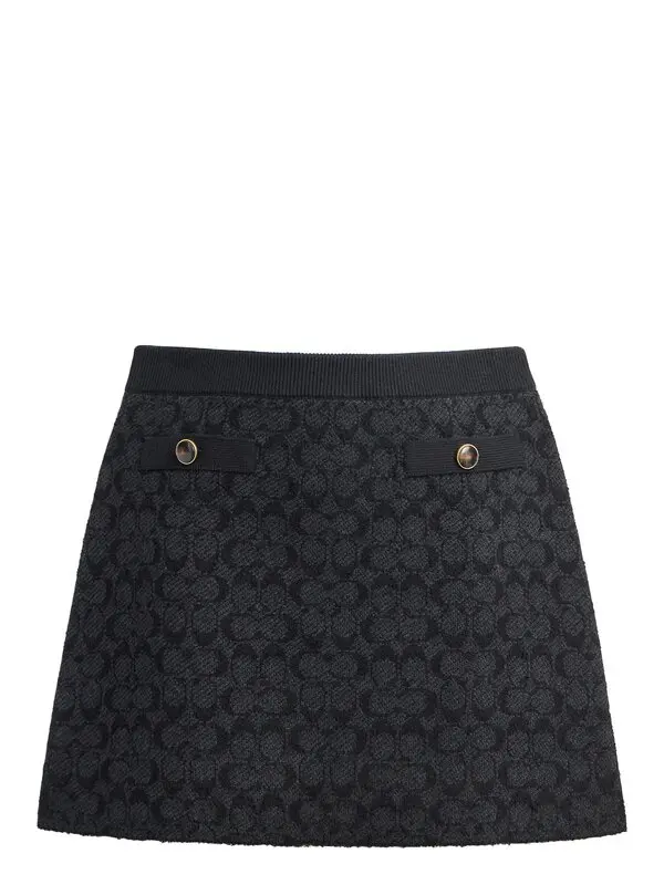 COACH Signature Knit Mini Skirt - Black Signature