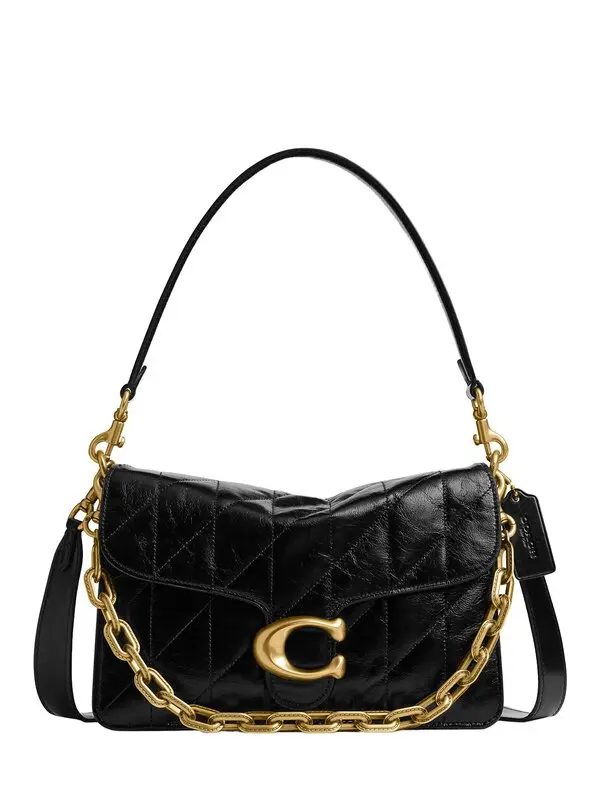 COACH Chain Tabby Shoulder Bag With Quilting - Brass/black