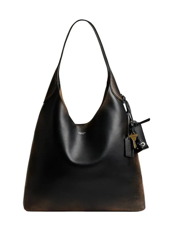 COACH Brooklyn Shoulder Bag 39 In Loved Leather - Silver/black Brown