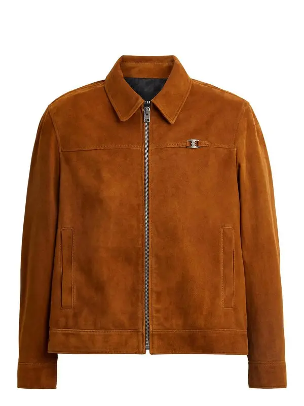 Coach Lightweight Suede Heritage Jacket - Warm Brown