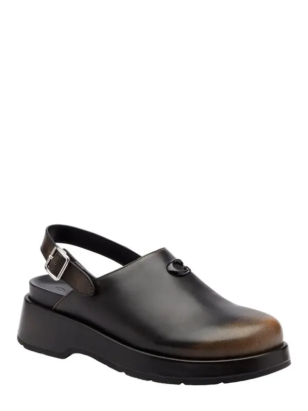 Coach Sculpted C Platform Clogs In Loved Leather - Black