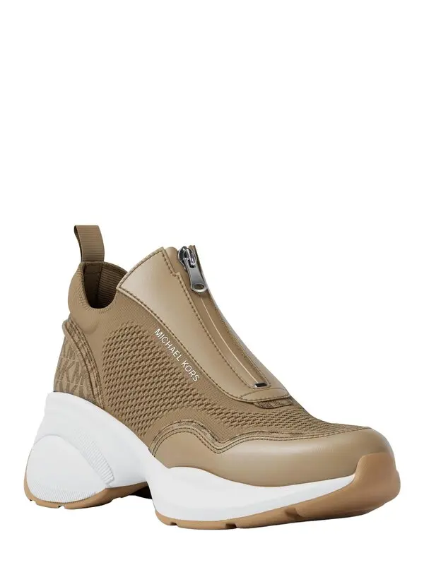 Michael Kors Zuma Mixed-media Trainers - Natural