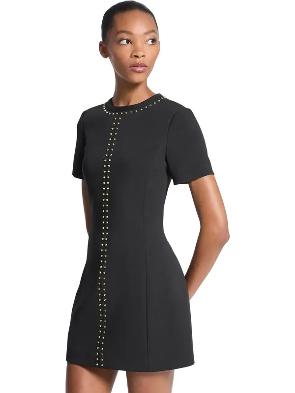 Michael Kors Studded Stretch Crepe Shift Dress - Black