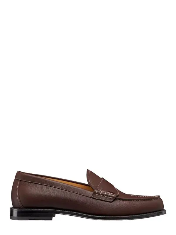 Dior Granville Loafer In Grained Calfskin - Brown