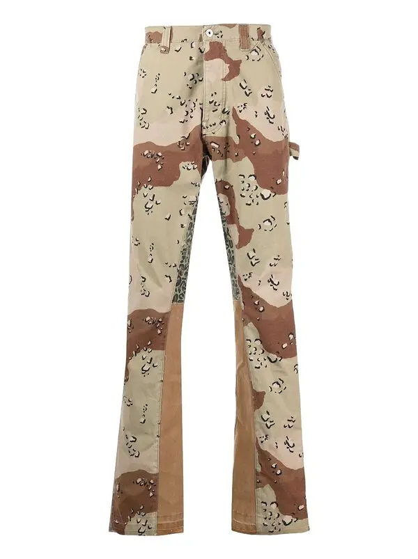 GALLERY DEPT. Choc Chip La Flare Trousers - Chocolate Brown/light Green