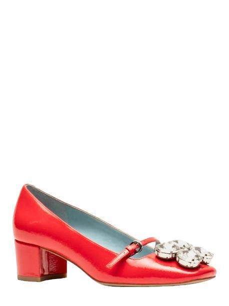 FRANCES VALENTINE Josephine Square-toe Leather Pumps - Geranium