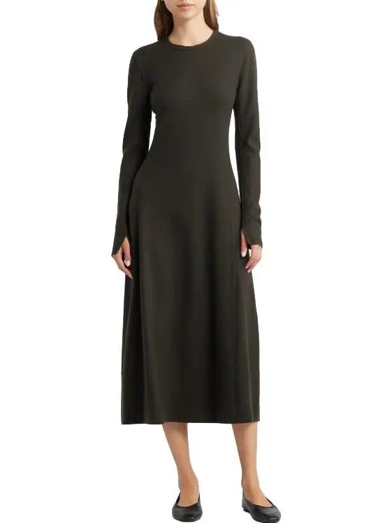 Rag & Bone Yan Long Sleeve Wool Sweater Dress - Army