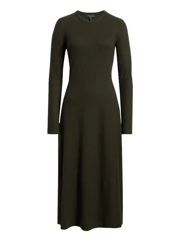 Rag & Bone Yan Long Sleeve Wool Sweater Dress - Army