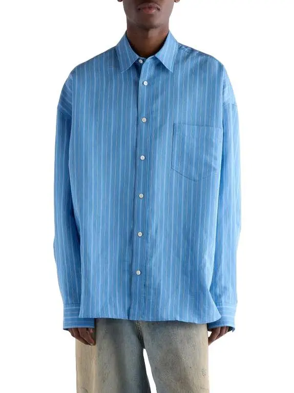 Acne Studios Roffia Stripe Overisze Button-up Shirt - Blue Multi
