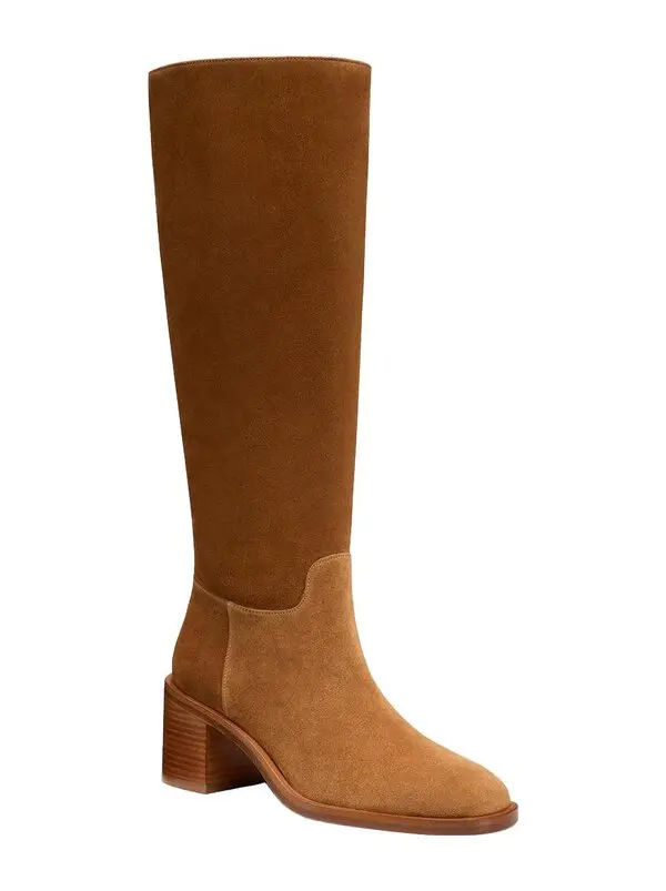 STUART WEITZMAN Finn Knee High Leather Boots - Doe/luxe Saddle