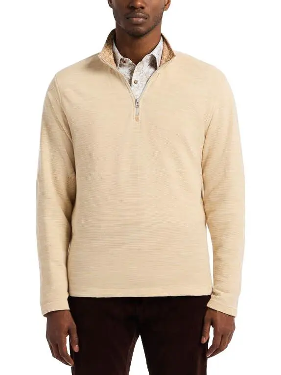 Robert Graham Cotton Quarter Zip Top - Oatmeal