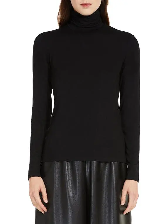 Max Mara Multif Stretch Jersey Turtleneck Top - Black