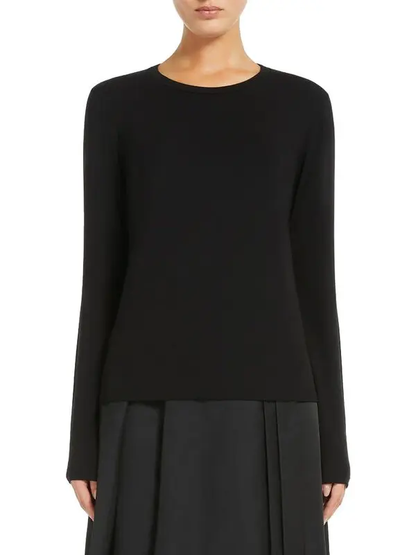 Max Mara Multie Long Sleeve Jersey Knit Top - Black